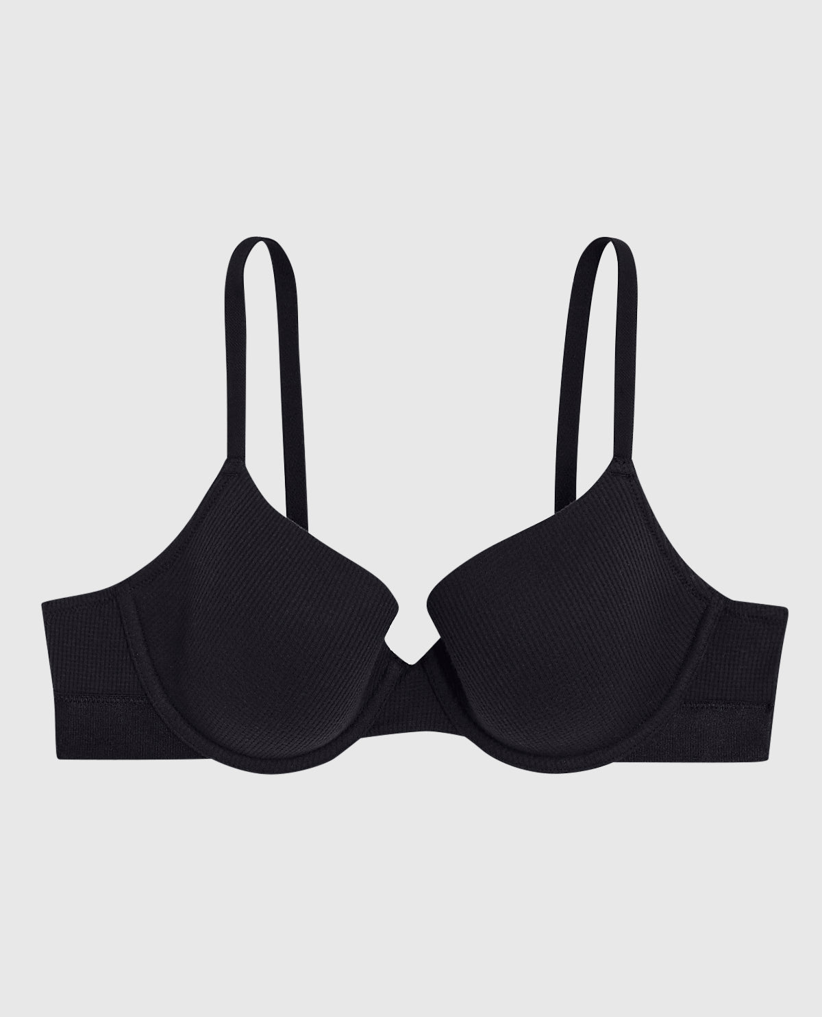 Waffle Lightly Lined Demi Bra in Black | La Senza