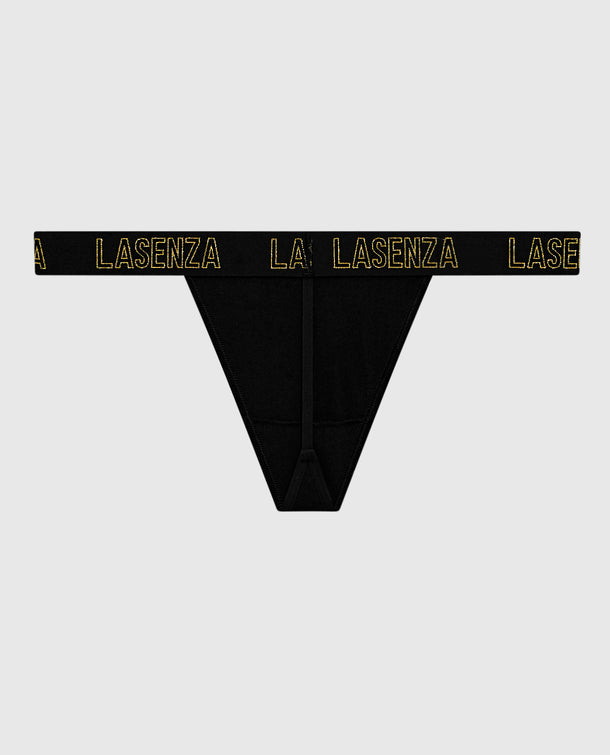G-String Panty with Logo Band in Smoulder Black | La Senza